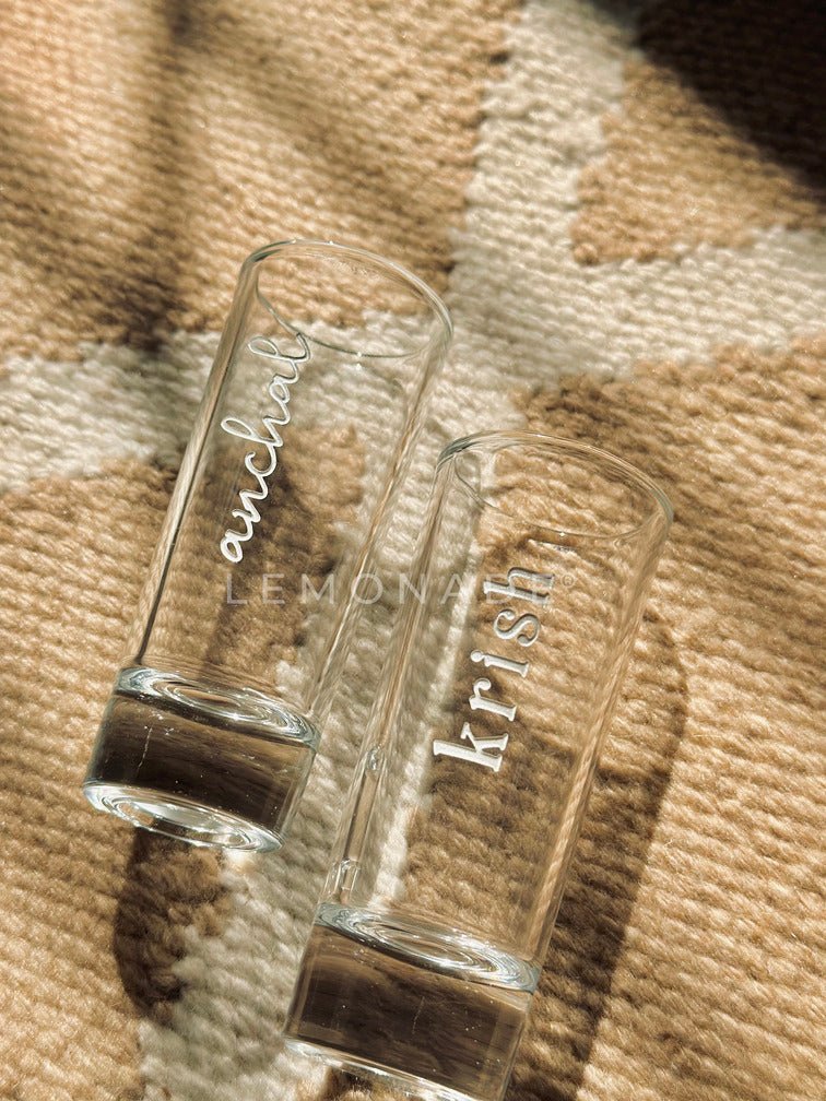 Personalized - Artisan - Cursive Timeless Script Shot Glasses - Set of ...