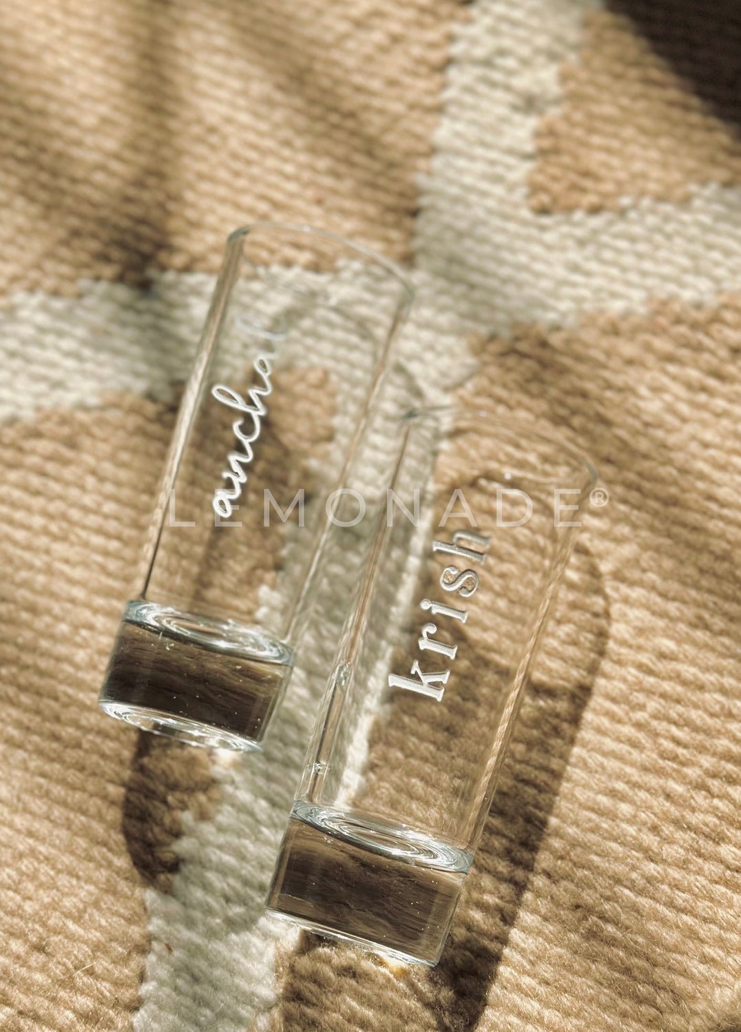 Personalized - Artisan - Cursive Timeless Script Shot Glasses - Set of ...