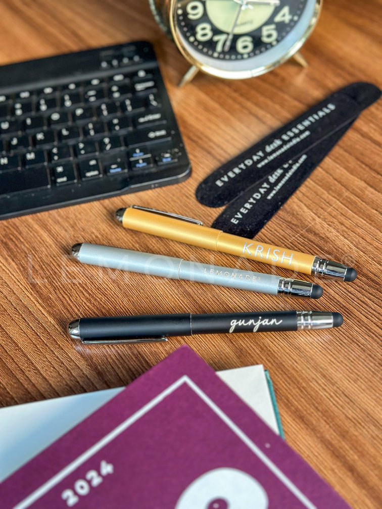 Personalized - Ball Pen with Inbuilt Ink Stamp & Stylus - Logo - Lemonade
