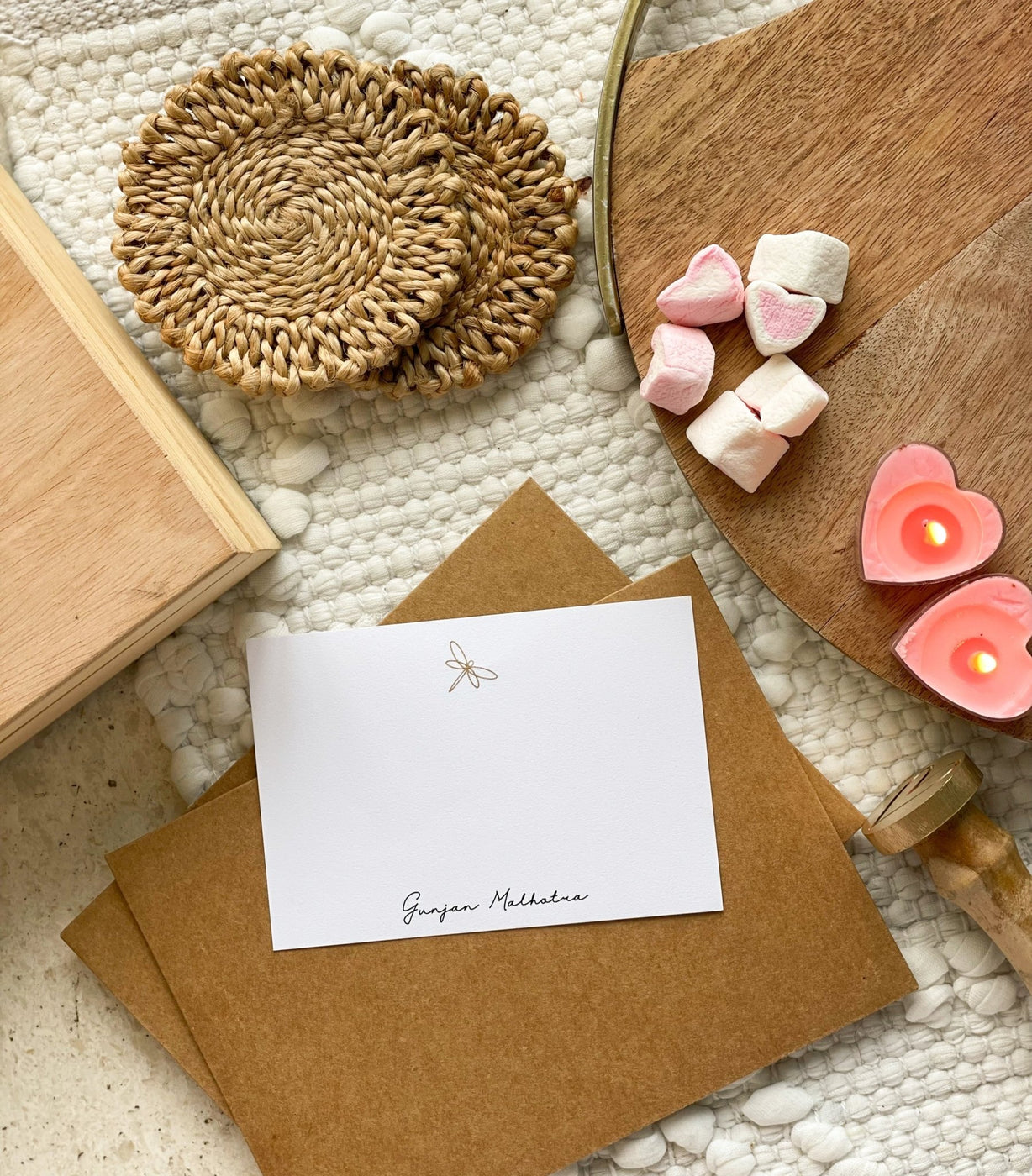 Personalized Gold Printed Notecards - Set of 9 - Lemonade