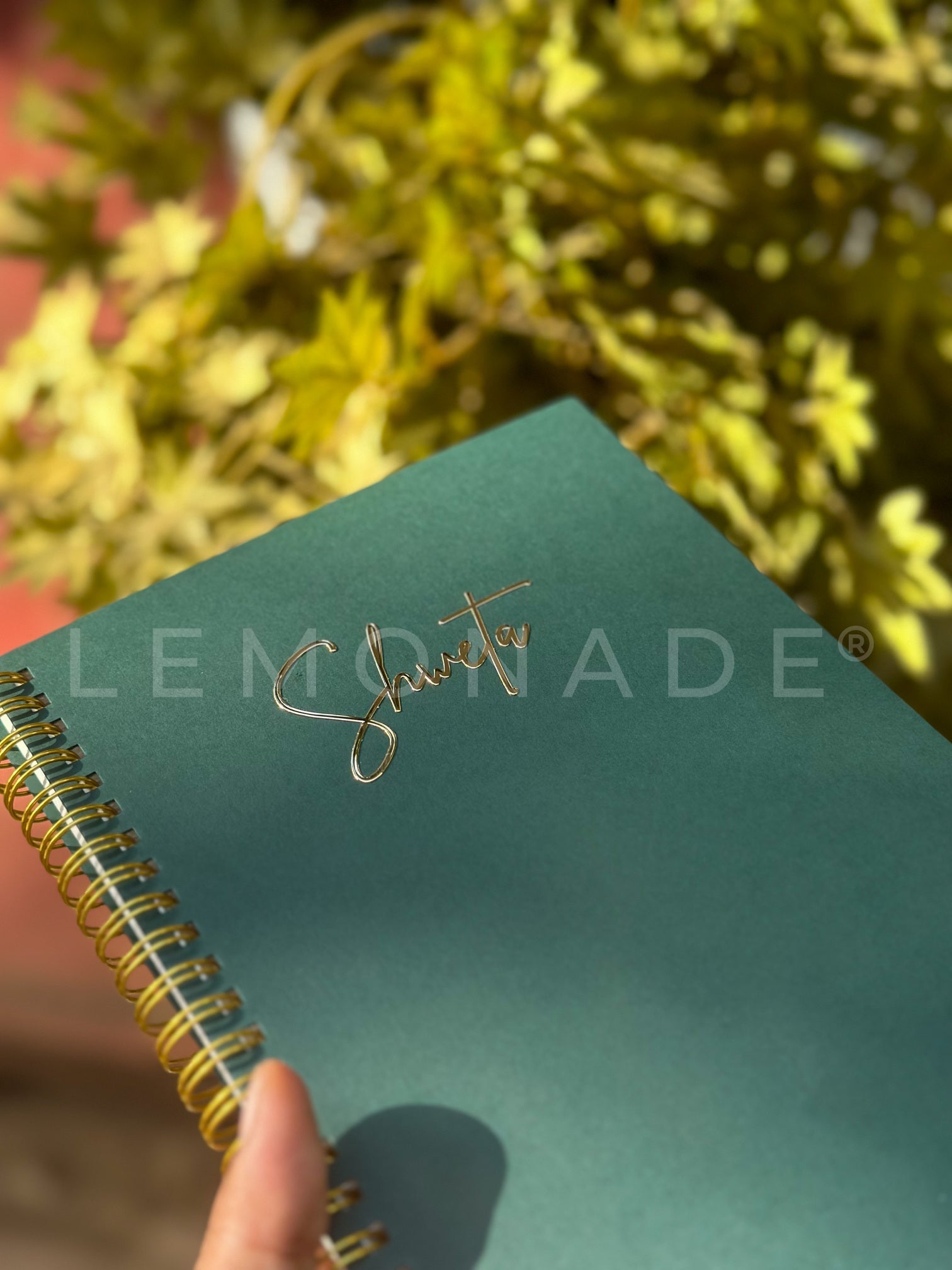 Personalized - Spiral Notebook - Gold Foiled Cursive - Lemonade