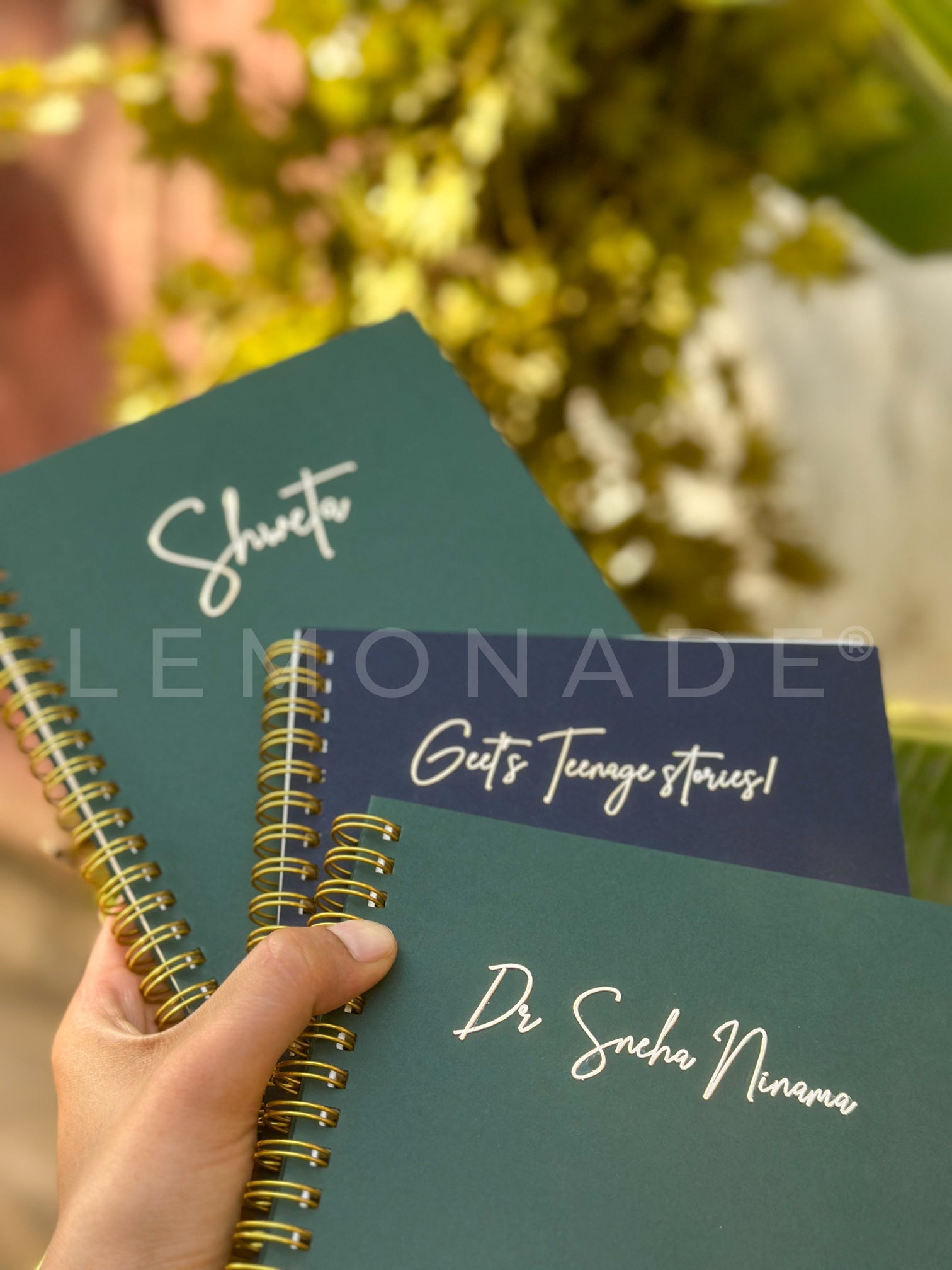 Personalized - Spiral Notebook - Gold Foiled Cursive - Lemonade